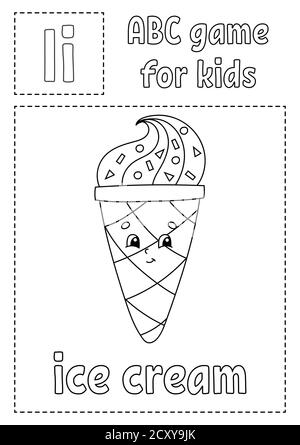 Ice cream - coloring page. Worksheet. Game for kids - coloring book ...