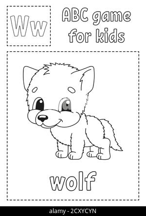 wolf Alphabet ABC Coloring Page W Stock Vector Image & Art - Alamy