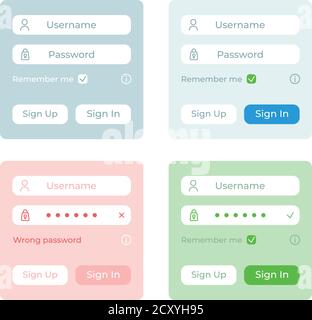 Authorization UI elements kit Stock Vector Image & Art - Alamy