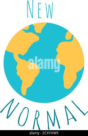 earth planet and new normal icon set over blue background, flat style ...