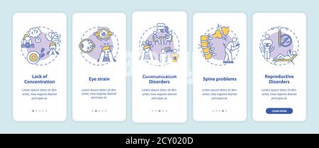 Screen addiction symptoms onboarding mobile app page screen with ...