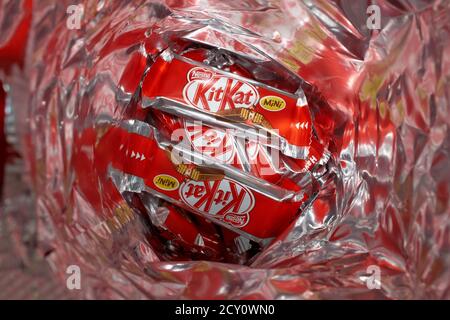 Mini Kit-Kat bars and wrappers inside a non recyclable foil packaging ...