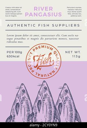 Pangasius Abstract Vector Sign, Symbol or Logo Template. Hand Drawn ...