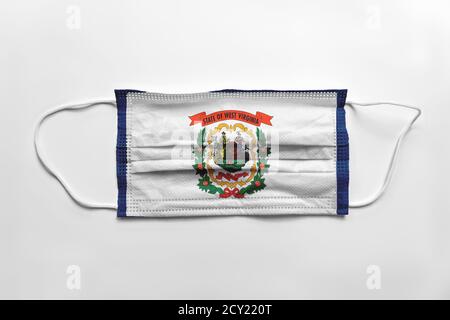 Face mask with Virginia flag printed, on white background, isolated ...