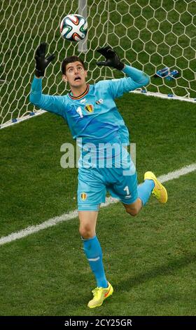 Belgium's goalkeeper Thibaut Courtois make a save Stock Photo - Alamy