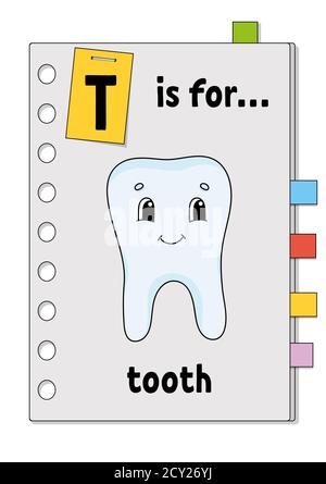Flashcard letter T is for tooth illustration Stock Vector Image & Art ...