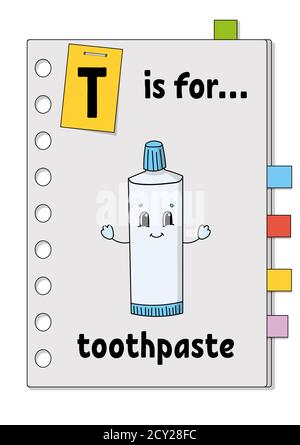 Flashcard letter T is for toothpaste illustration Stock Vector Image ...
