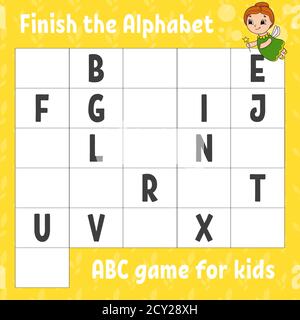Finish the alphabet. ABC game for kids. Education developing worksheet ...