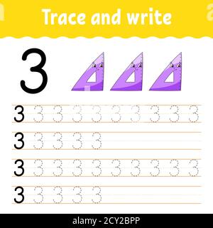 Learn Numbers. Trace and write. Back to school. Handwriting practice ...