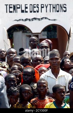 Africa, West Africa, Benin, Ouidah, Temple of the Pythons. Colorful ...
