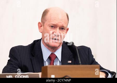 U.S. Senator Chris Coons (D-DE) heads to the Senate impeachment trial ...