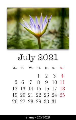 Calendar card for the month of July 2021 Stock Photo - Alamy