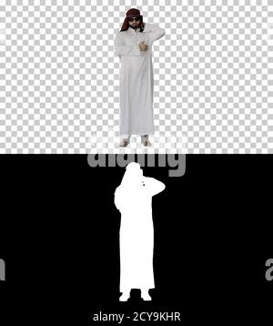 Cool sheikh in sunglasses posing on white background Stock Photo - Alamy