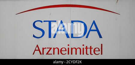 The logo of pharmaceutical company Stada is pictured during a press ...