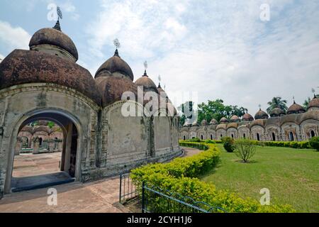Panoramic image of 108 Shiva Temples of Kalna, Burdwan , West Bengal. A ...