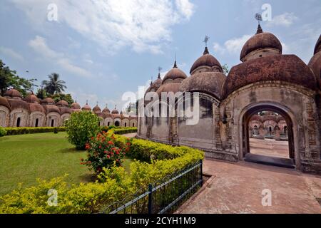 Panoramic image of 108 Shiva Temples of Kalna, Burdwan , West Bengal. A ...