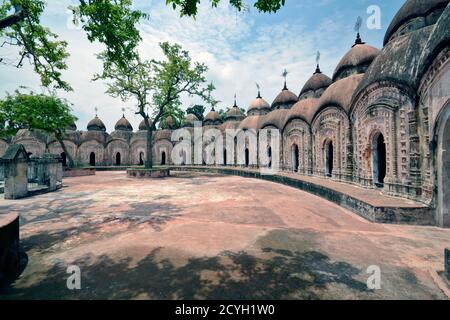 Panoramic image of 108 Shiva Temples of Kalna, Burdwan , West Bengal. A ...