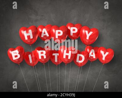 2 Red Heart Balloons Concrete Stock Photo - Alamy
