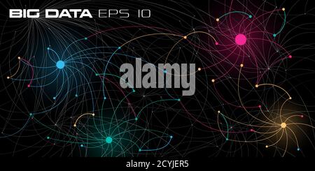 Big data. Visualization of algorithms with connections and points. Design for business, science ...