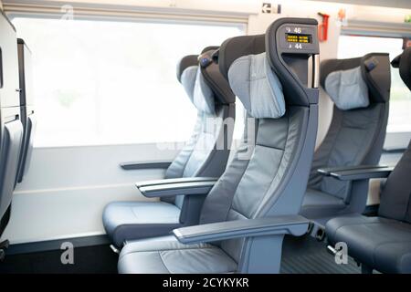 seats inside ICE4 german hight speed train Stock Photo - Alamy