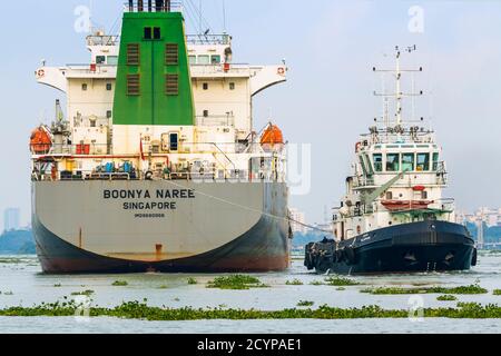 Cement ship on Vembanad Lake offsore of Fort Cochin near the ...
