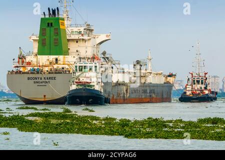 Cement ship on Vembanad Lake offsore of Fort Cochin near the ...