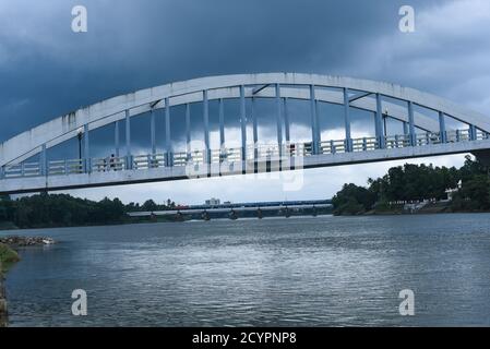 Aluva or Alwaye banks of Periyar River Kerala bridge across Periyar ...