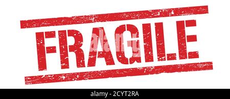 FRAGILE text on red grungy rectangle stamp sign Stock Photo - Alamy