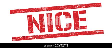 NICE text on red grungy vintage rubber stamp Stock Photo - Alamy