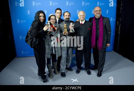 Iranian actor Babak Karimi (L-R), Iranian actress Sarina Farhadi ...