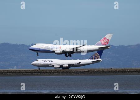 China Airlines Boeing 747 tail logo poppy emblem Stock Photo - Alamy