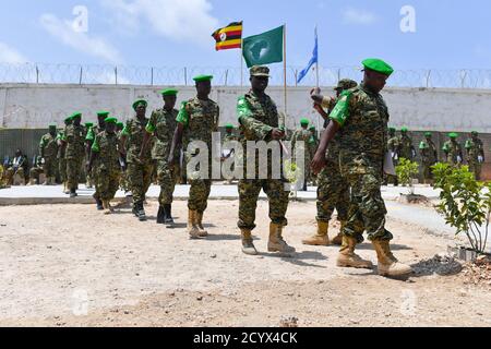 On July 26, 2018, Ugandan soldiers who completed their one-year tour of ...