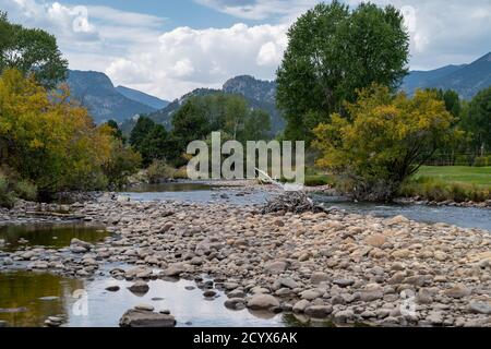 Big Thompson River going through Lake Estes Park in Colorado during ...