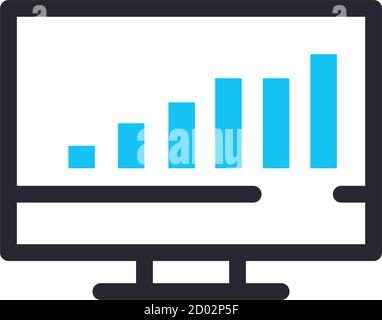 bars chart in computer line style icon design, Data analysis and information theme Vector ...