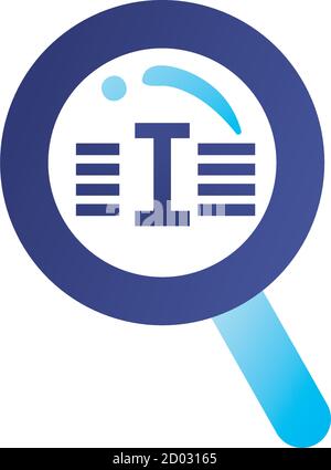 lupe with text paragraph gradient style icon design, search tool and magnifying glass theme ...