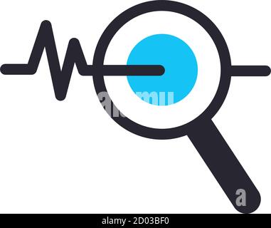 line chart on lupe line style icon design, Data analysis and information theme Vector ...