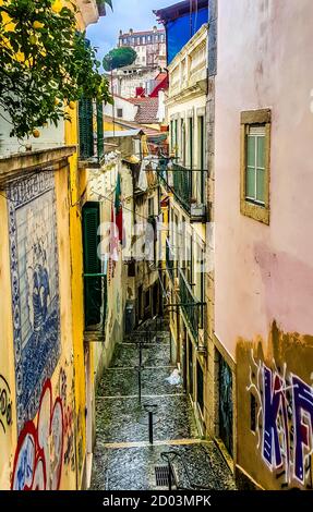Typical Portuguese Architecture: Windows and Colorful Hanging Clothes ...