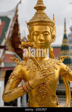 Golden Kinnon Kinnaree Statue at Grand Palace Bangkok Thailand Stock ...