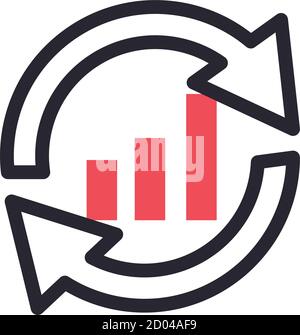 bars chart with repeat arrow line style icon design, Data analysis and information theme Vector ...