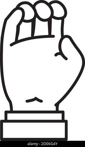 Hand gesture showing 4 number over white background, line style, vector ...