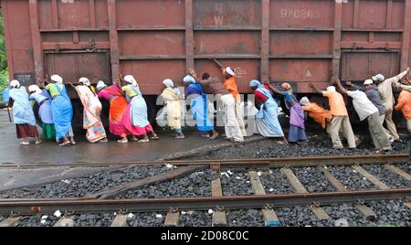 Goods train carrying coal, power plant, Adani Power, Mundra, Kutch ...