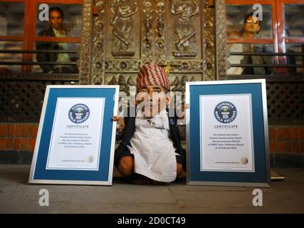 The shortest man ever Chandra Bahadur Dangi 54.6com - 21.5 inches) and ...