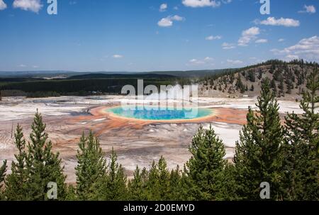 View of Midway Geyser Basin, Yellowstone National Park, Wyoming, USA ...