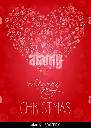 red scarf with snowflakes decoration merry christmas vector ...