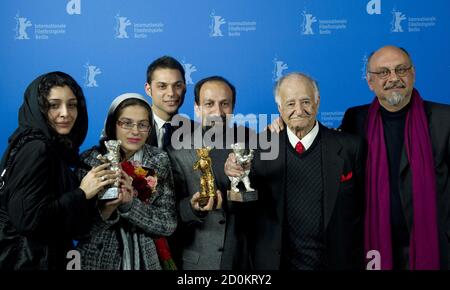 Iranian actor Babak Karimi (L-R), Iranian actress Sarina Farhadi ...