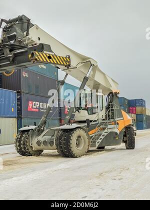 Kaluga Region, Russia - December 3, 2019: Shipping container loading by ...