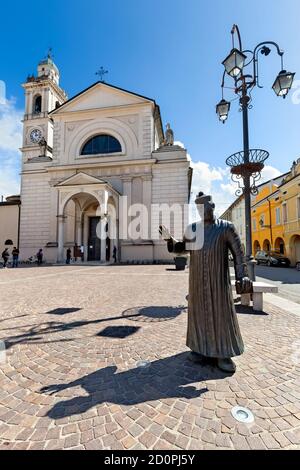 Brescello: the statue of Don Camillo and the Santa Maria Nascente ...