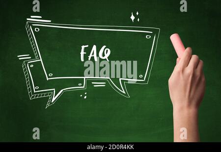 Hand drawing FAQ abbreviation with white chalk on blackboard Stock ...