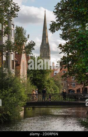 view of the River Avon at Salisbury Wiltshire England Stock Photo - Alamy