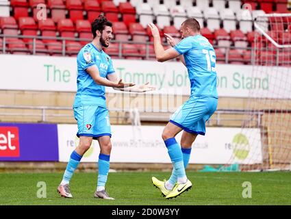 Cheltenham Town’s Finn Azaz celebrates scoring his side's second goal ...
